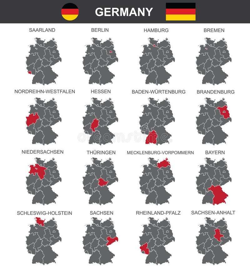 Set of Vector Maps of Germany on White Background Stock Vector ...
