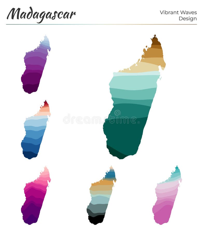 Set of Vector Maps of Madagascar. Stock Vector - Illustration of curve ...