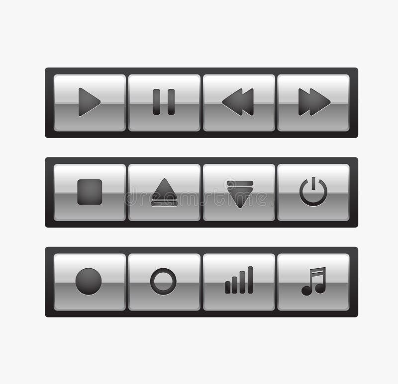 A Set of Vector Media Player Control Icons Stock Vector - Illustration ...