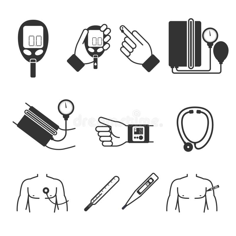 Set of Vector Medical Measurement and Tools Stock Vector - Illustration ...