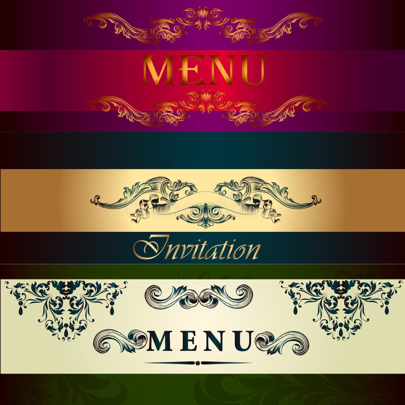 Set of Vector Menu Cards in Vintage Style Stock Vector - Illustration ...