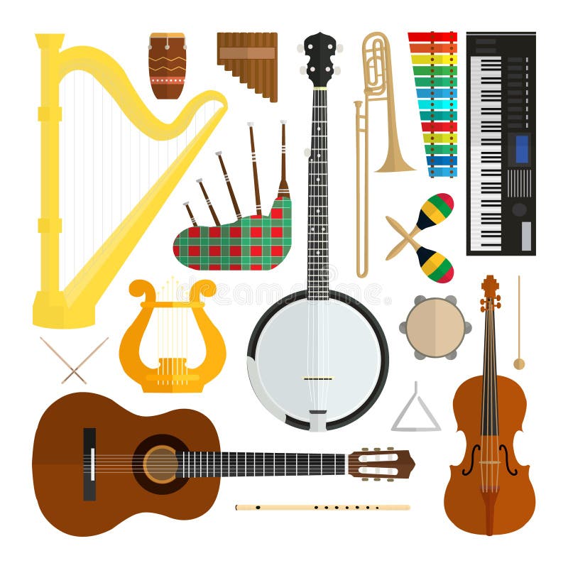 Modern musical instruments stock vector. Illustration of bass - 23628023