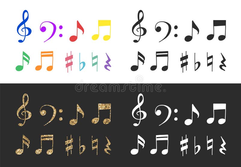 Set of Vector Modern Flat Design Musical Notes Stock Vector ...