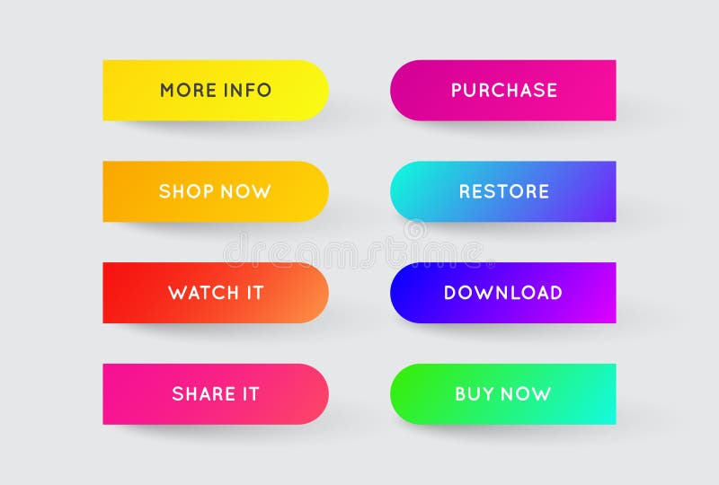Set of Vector Modern Gradient App or Game Buttons. Trendy Gradient ...