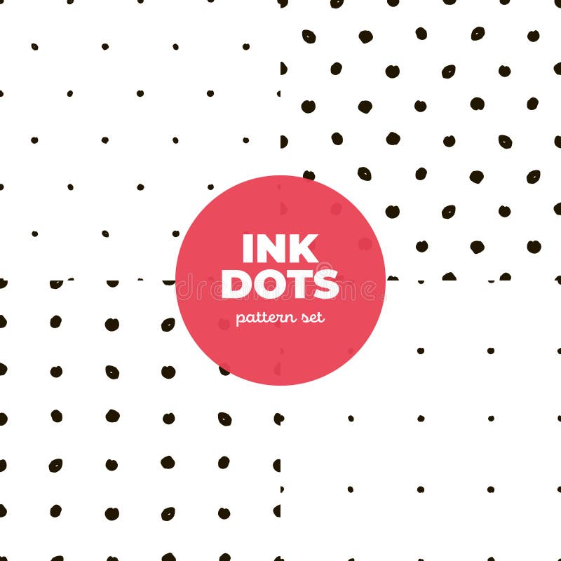 Set of Vector Monochrome Abstract Dot Seamless Pattern. Black Geometric ...