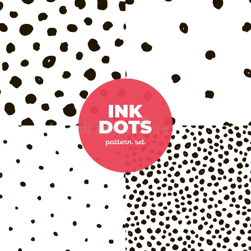 Set of Vector Monochrome Abstract Dot Seamless Pattern. Black Grunge ...