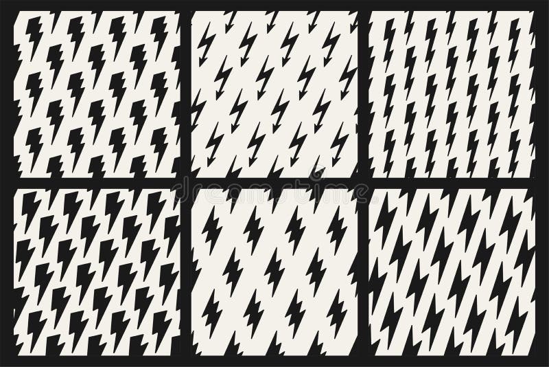 Set of Vector Monochrome Simple Seamless Thunderbolt Patterns. Trendy ...