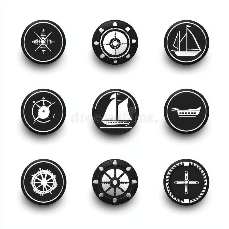 Set of Vector Nautical Icons. Vector Illustration. Eps 10 Stock ...