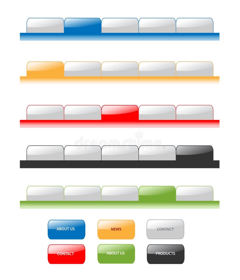 Web Navigation Blank Tabs Buttons Gradient Vector Template Bar Menu Tab Website Element Ui Site