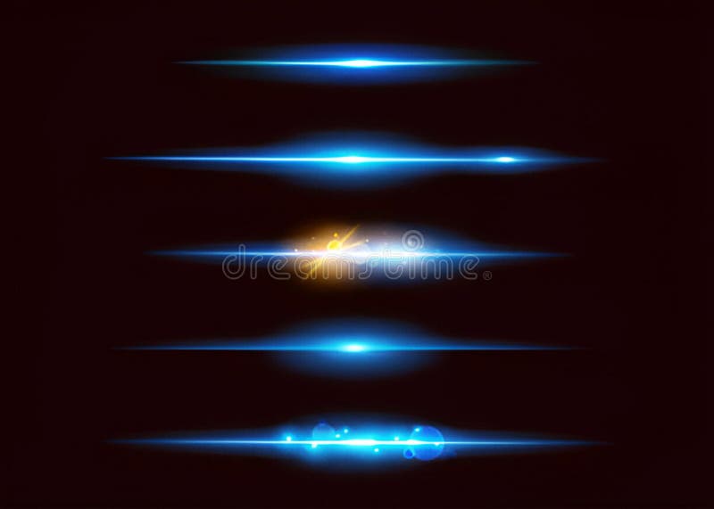 Set of Vector Neon Light Effects Abstract Glowing Blue Lines for UI ...