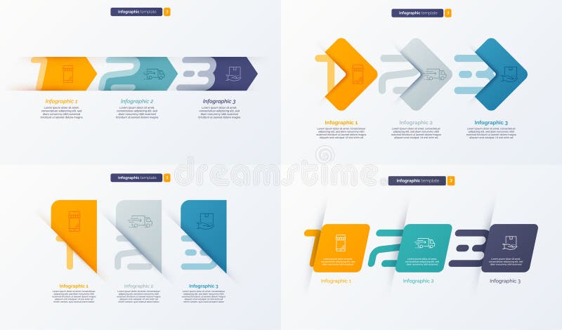 Set of Vector Number Infographic Template Composed of 3 Labels Stock ...