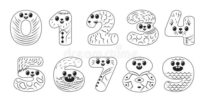 Set of Vector Numbers in the Form of Cartoon Funny Monsters and ...