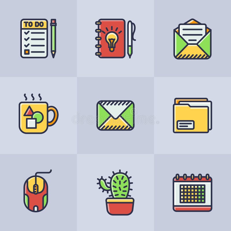 Set of vector office icons stock vector. Illustration of idea - 126093703