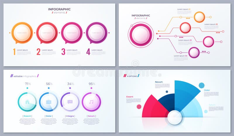 Set of Vector 4 Options Infographic Designs, Templates for Web, Stock ...
