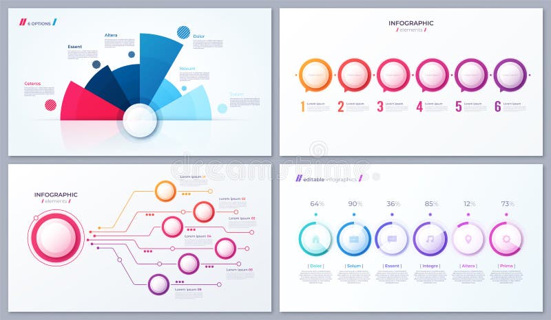 Set of Vector 6 Options Infographic Designs, Templates for Web, Stock ...