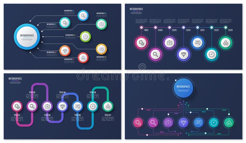 Set of Vector 7 Options Infographic Designs Stock Vector - Illustration ...