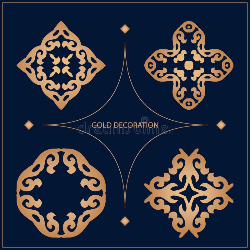 Set 4 of Vector Ornamental Square Pattern. Arabesque Stock Vector ...