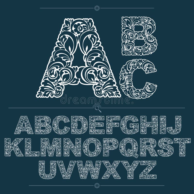 Vector Set of Ornate Capital Letters with Abstract Ethnic Patterns ...