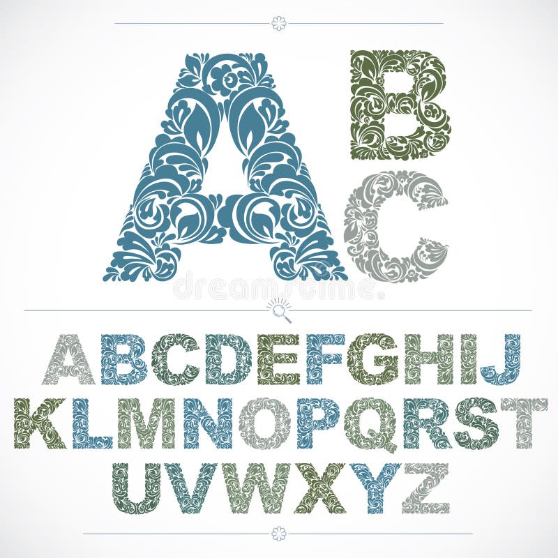 Vector Set of Ornate Capital Letters with Abstract Ethnic Patterns ...