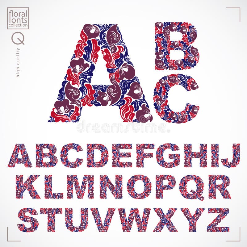 Vector Set of Ornate Capital Letters with Abstract Ethnic Patterns ...