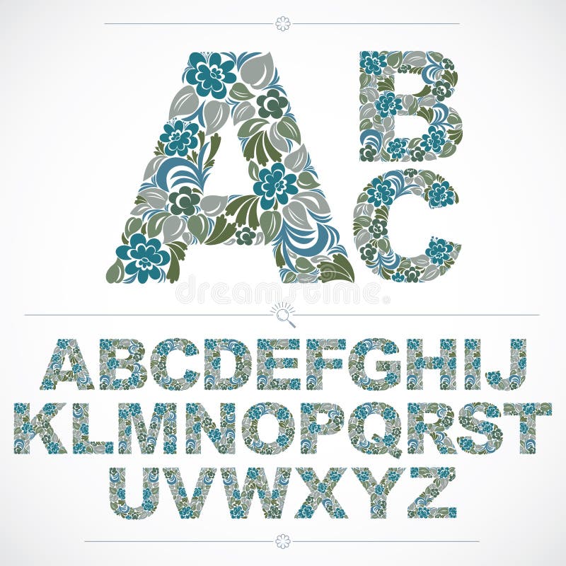 Vector Set of Ornate Capital Letters with Abstract Ethnic Patterns ...