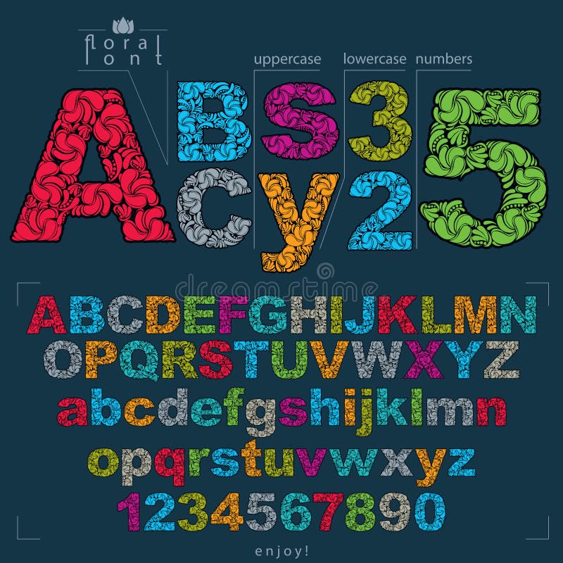 Vector Set of Ornate Capital Letters with Abstract Ethnic Patterns ...