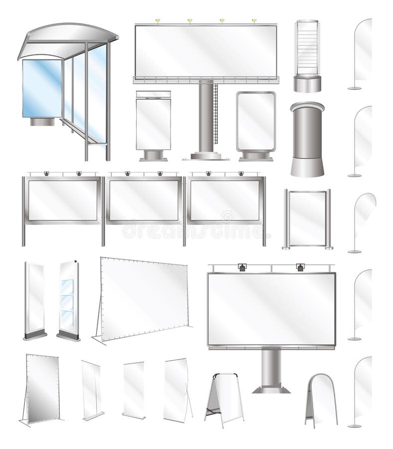 Set Vector Outdoor Billboard and Advertising Constructions Stock Vector ...