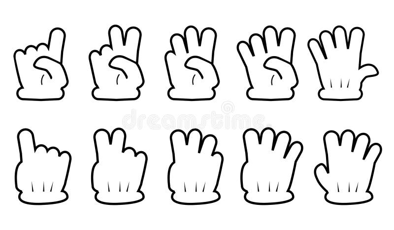 Set Vector Outline Doodle Counting 1,2,3,4,5, or Vote Hand with Glove ...