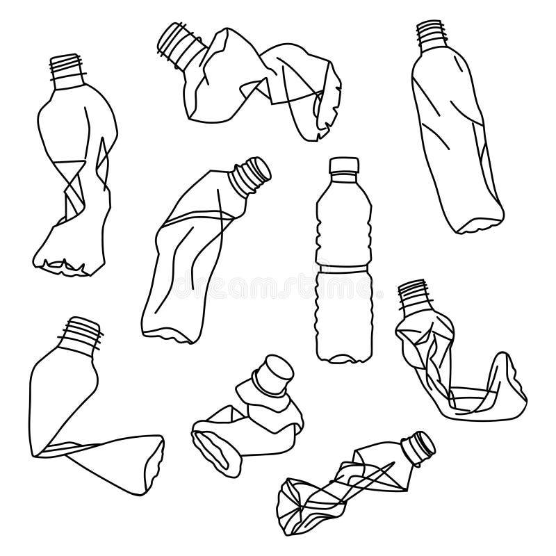 Set of Vector Outline Illustrations of Plastic Bottles Stock Vector ...