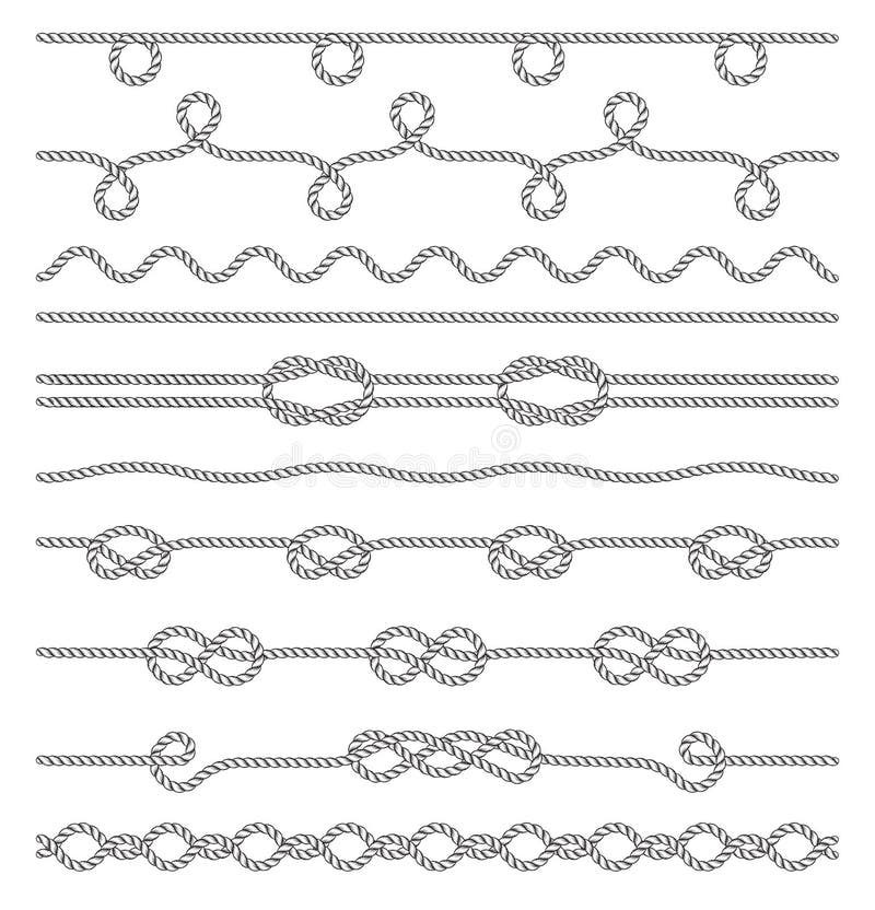 Set of Vector Outline Ropes Patterns for Use As Brush. Stock Vector ...