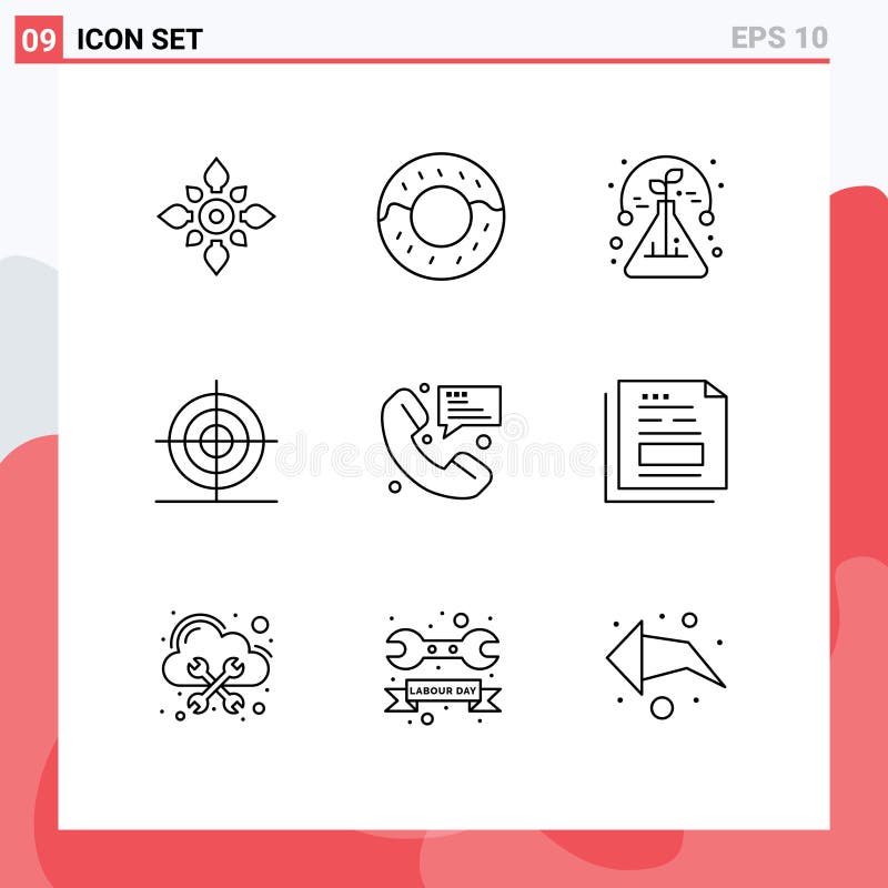 Outline Pack of 9 Universal Symbols of Contact, Shape, Plant, Math ...