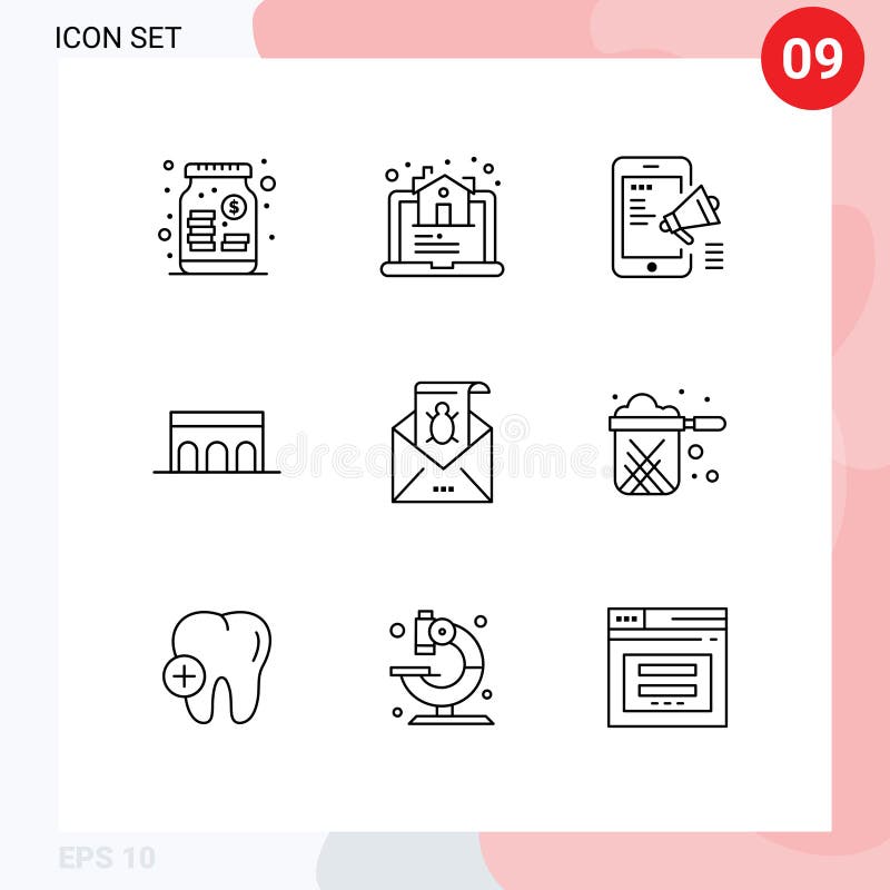Set Of 9 Vector Outlines On Grid For Monument Columns Advertisement Architecture Mobile