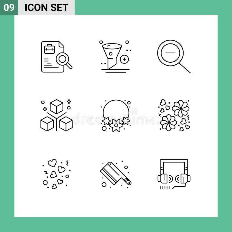 Set of 9 Modern UI Icons Symbols Signs for Necklace, Programing, Filter ...