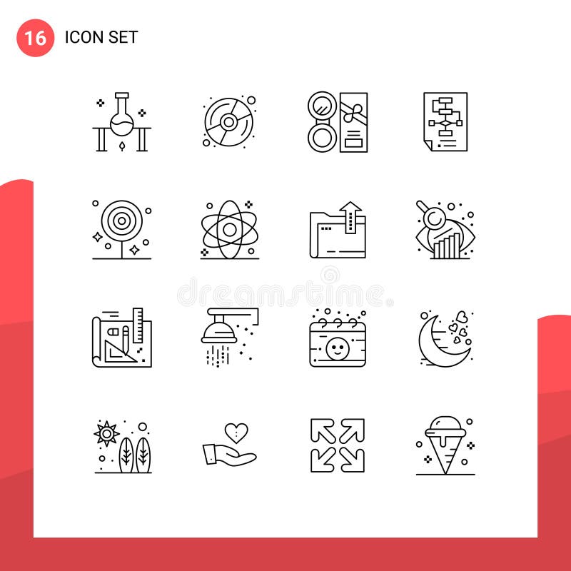 16 Thematic Vector Outlines and Editable Symbols of Strategy, Document ...