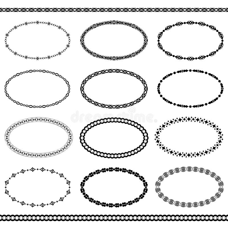 Set of Vector Oval Frames and Endless Brushes Stock Vector ...