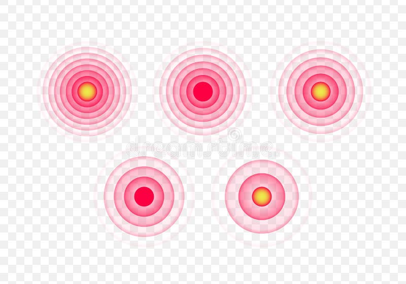 Set of Vector Pain Dot Radial Icons. Red Gradient Flat Round Ache ...
