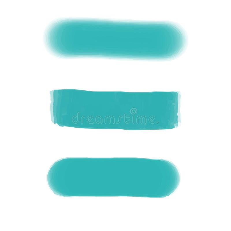 Set of Vector Paint Brush Stroke. Turquoise Watercolor Texture ...