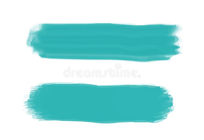 Set of Vector Paint Brush Stroke. Turquoise Watercolor Texture ...