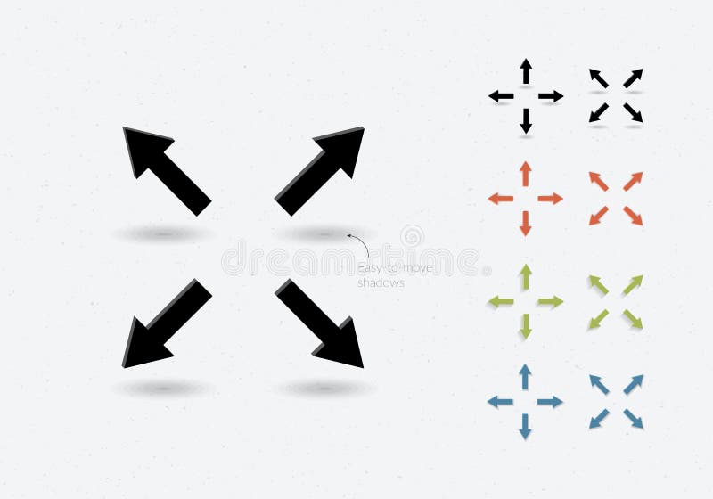 Set of Vector Paper Cut Arrows. Easy To Move Shadow. Different Color ...