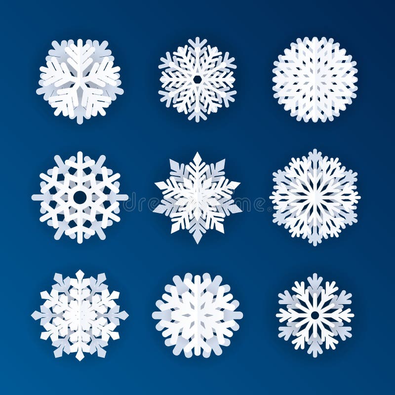 Set of Vector Paper Snowflakes Stock Vector - Illustration of frost ...