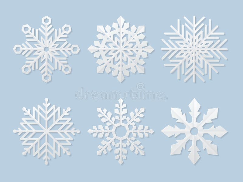 Set of Vector Paper Snowflakes Stock Vector - Illustration of frost ...