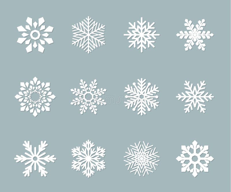 Set of Vector Paper Snowflakes Stock Vector - Illustration of pattern ...