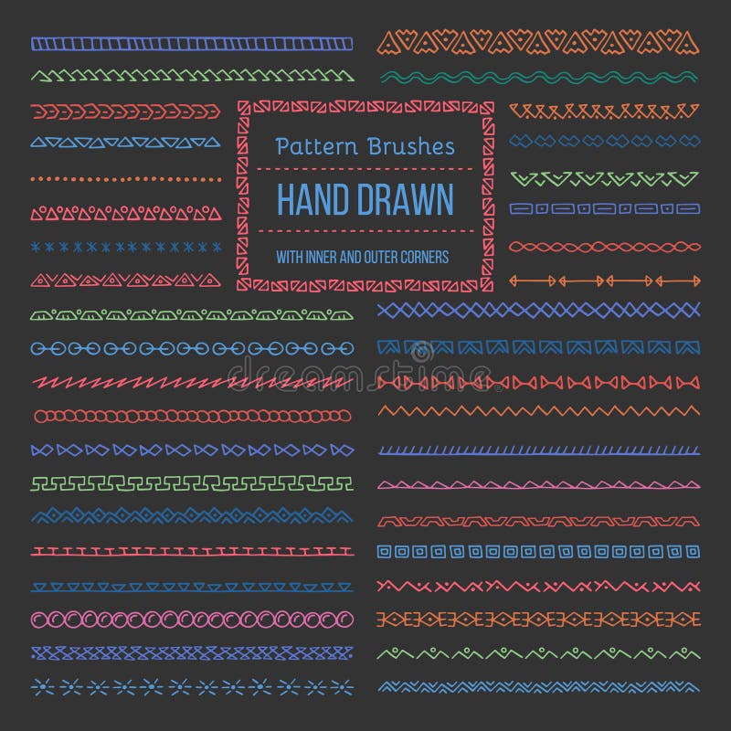 Ethnic Style Pattern Brushes Set Stock Vector - Illustration of mayan ...