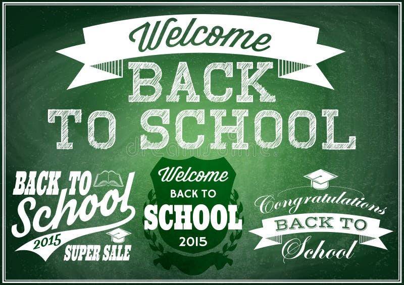Set Vector Patterns for Back To School on Green Blackboard Stock Vector ...