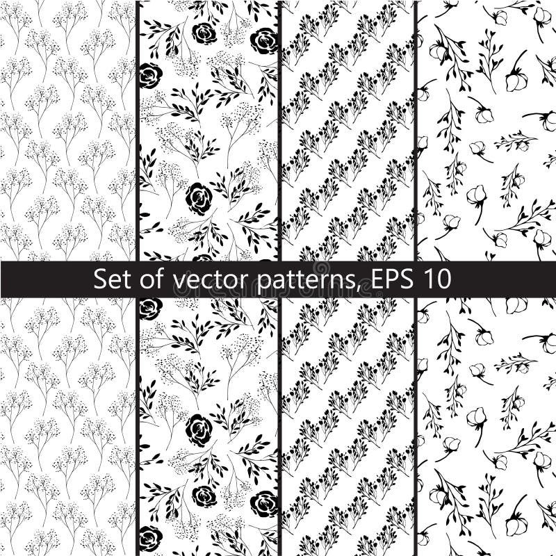 Set of Vector Patterns with Floral Design Stock Vector - Illustration ...