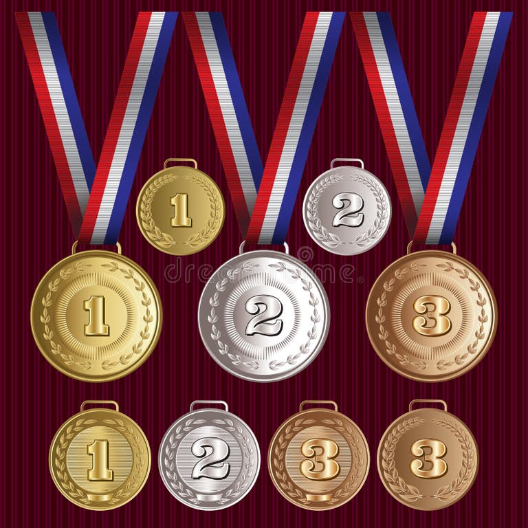 Set of Vector Patterns Medals Gold, Silver, Bronze Stock Vector ...