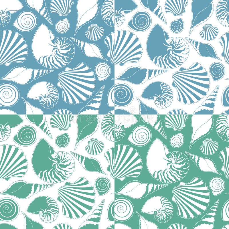 Set of Vector Patterns with Shells. EPS10 Stock Vector - Illustration ...