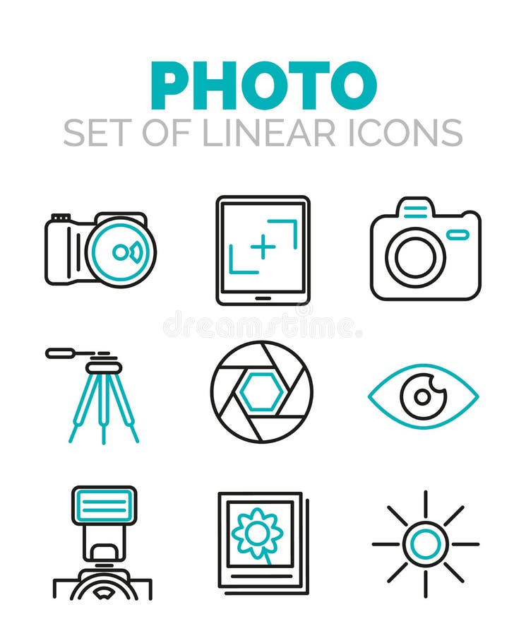Set of Vector Photography Icons Stock Vector - Illustration of look ...