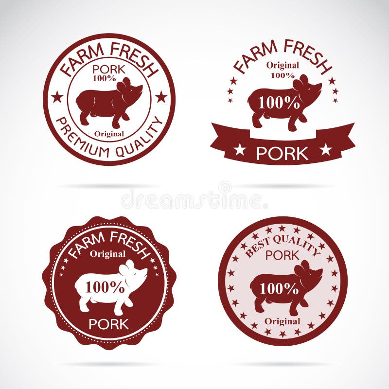 Set of vector pig label stock vector. Illustration of mammal - 58600992