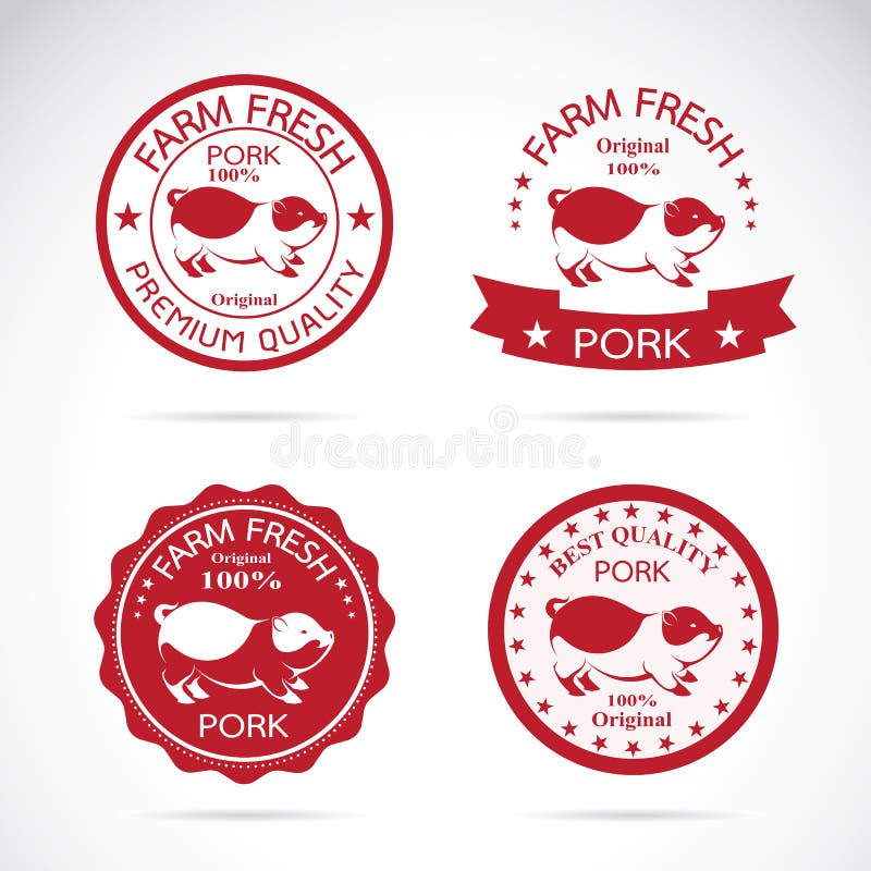 Set of Vector Pig Label on White Background. Stock Vector ...